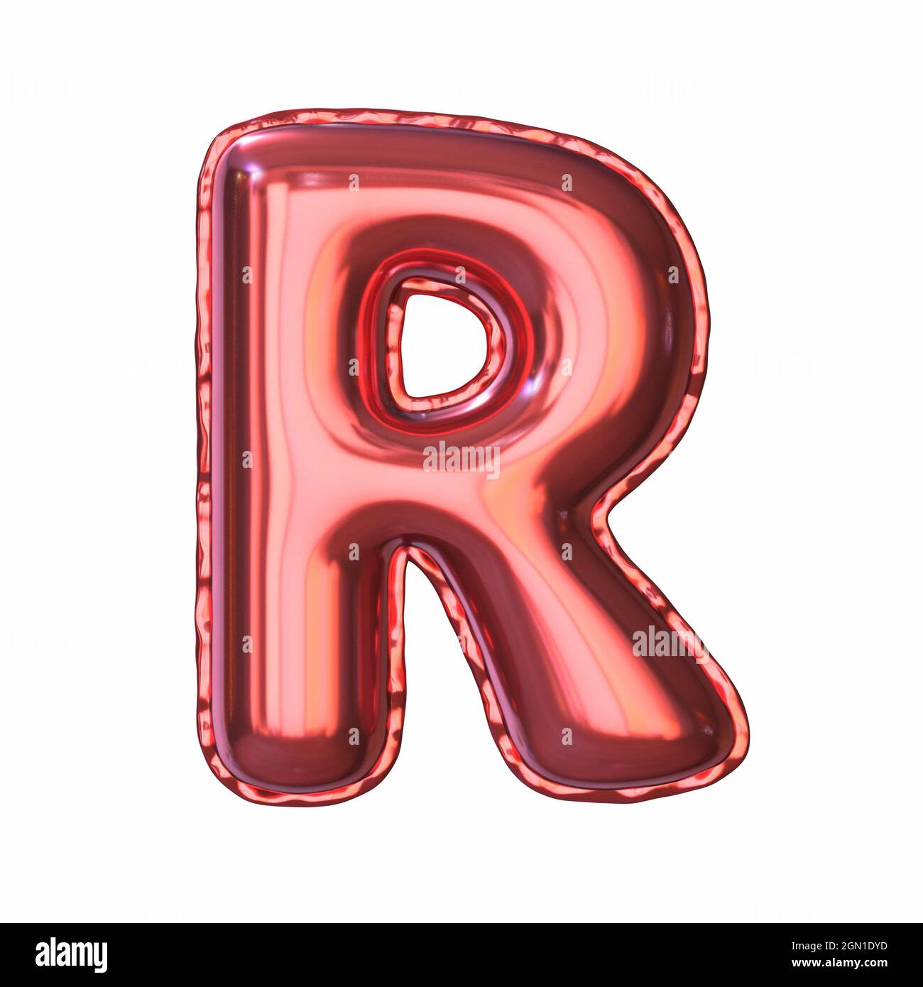Red metallic balloon font Letter R 3D rendering illustration isolated ...
