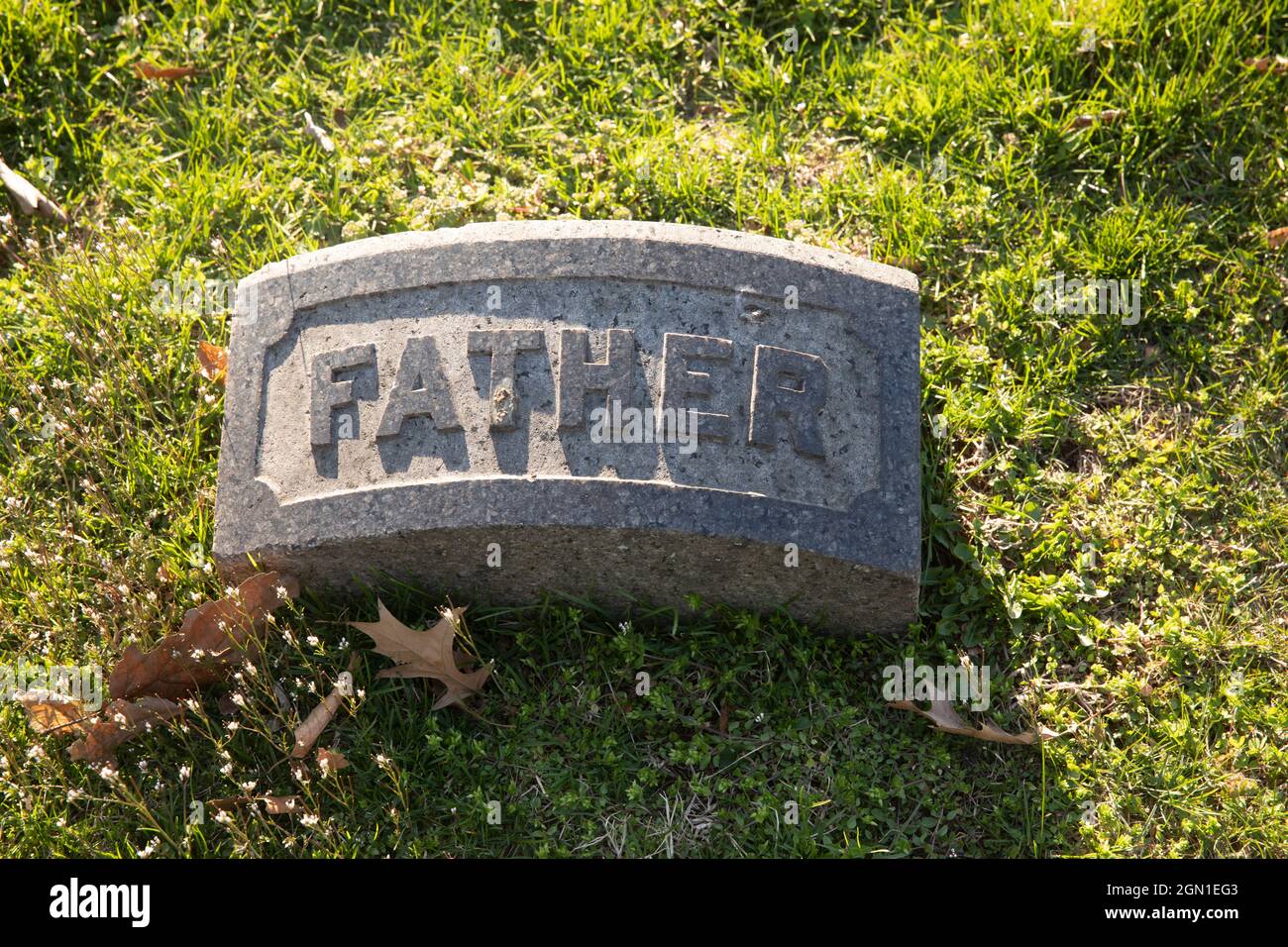 Brooklyn, New York City USA Sunset Park, Father tombstone inside Green ...
