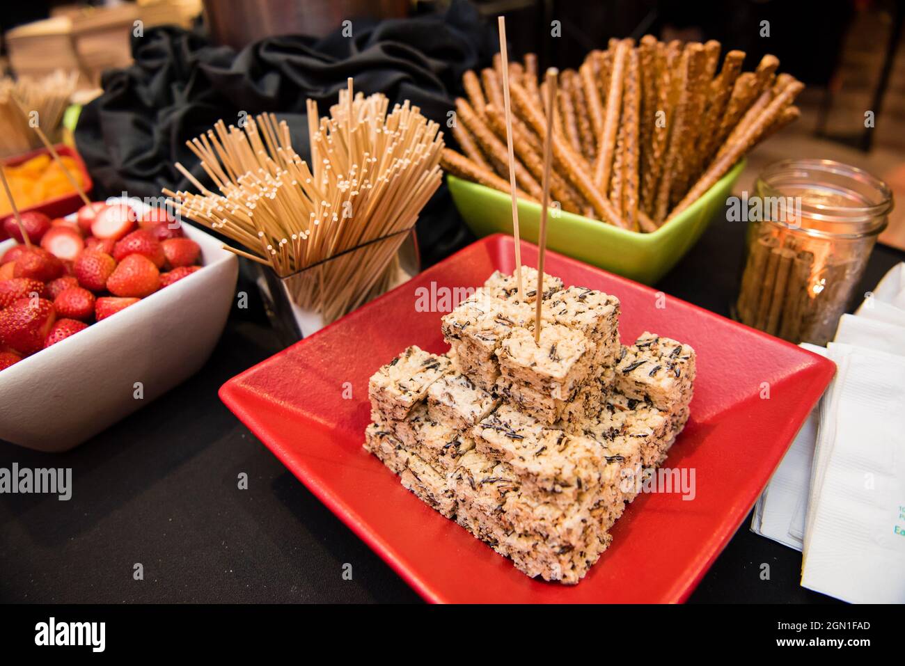 Festive rice crispy treat display with pretzel sticks Stock Photo - Alamy
