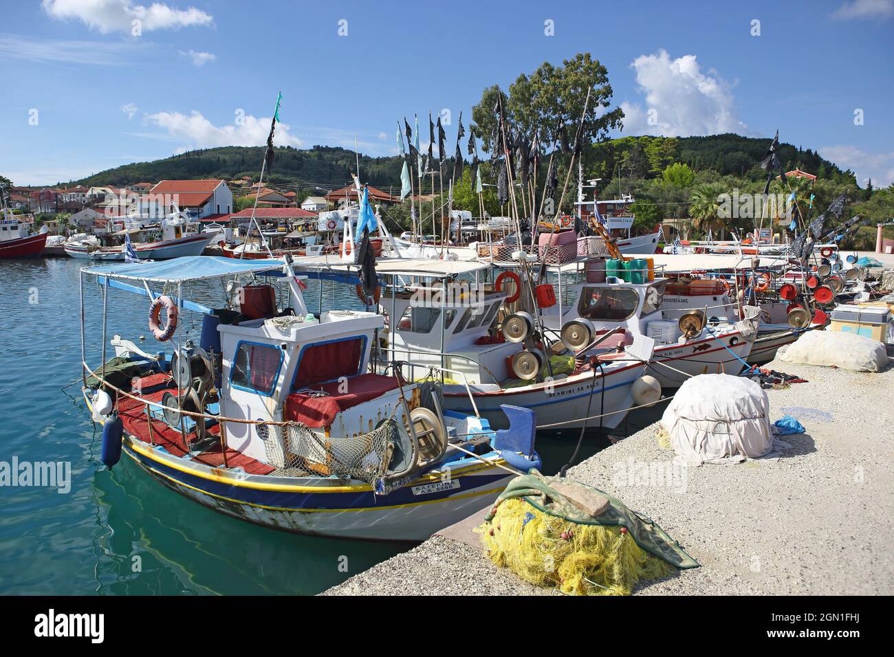At the port of Petriti, on the east coast of the island of Corfu ...