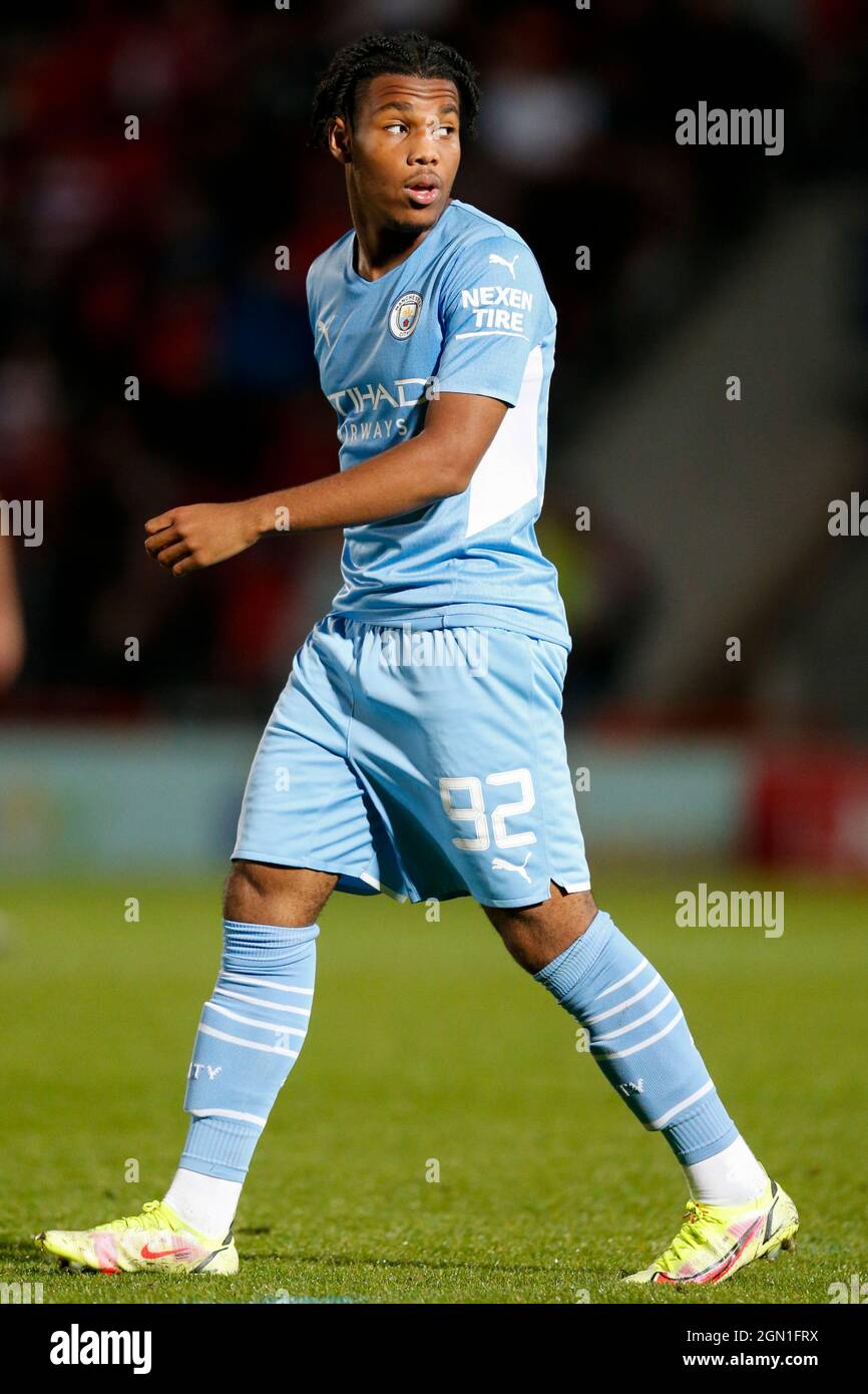 Doncaster, UK. 21st Sep, 2021. Micah Hamilton #92 of Manchester City ...