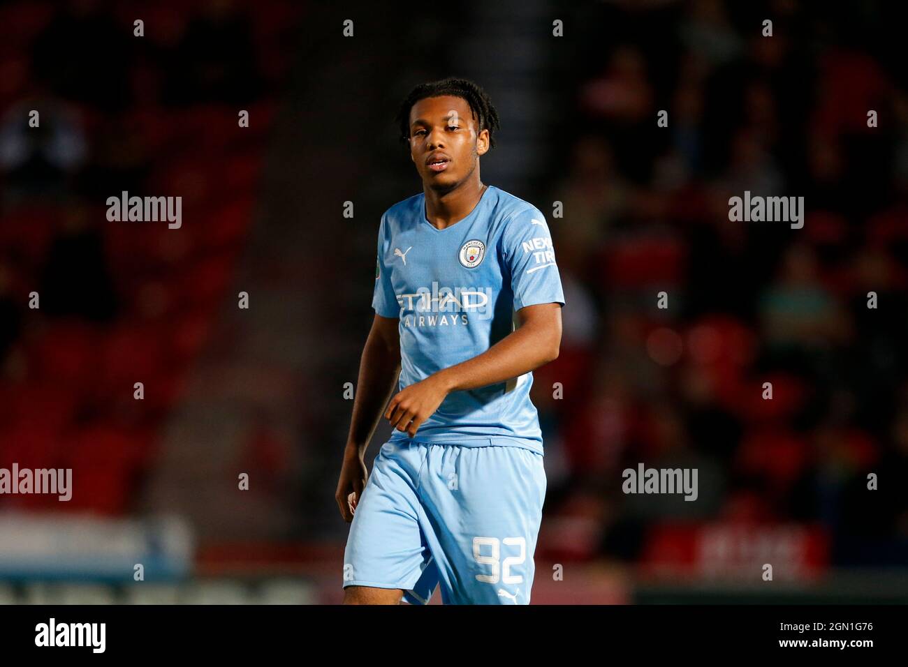 Doncaster, UK. 21st Sep, 2021. Micah Hamilton #92 of Manchester City ...
