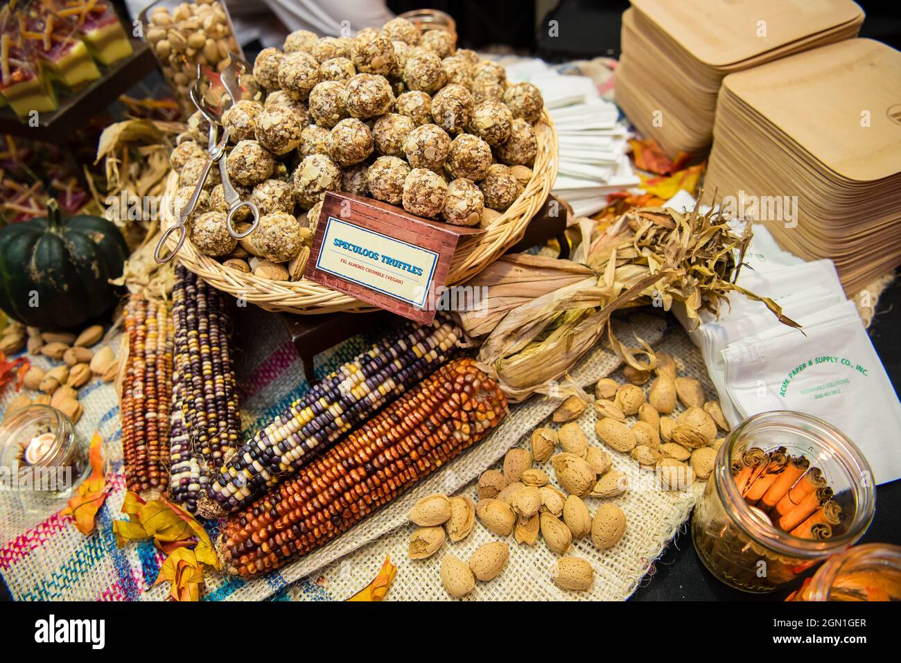 Food fight with festive fall food homemade granola bars Stock Photo - Alamy