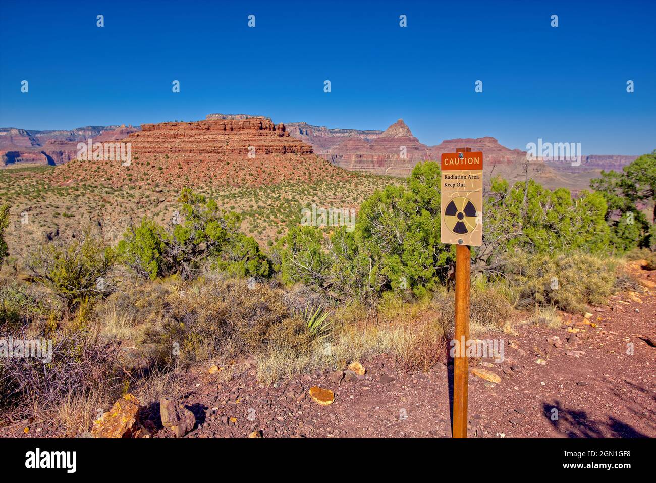 A warning sign for radioactivity from an abandoned Uranium Mine in the ...