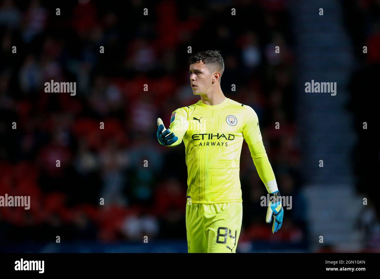 Doncaster, UK. 21st Sep, 2021. Cieran Slicker #84 of Manchester City ...