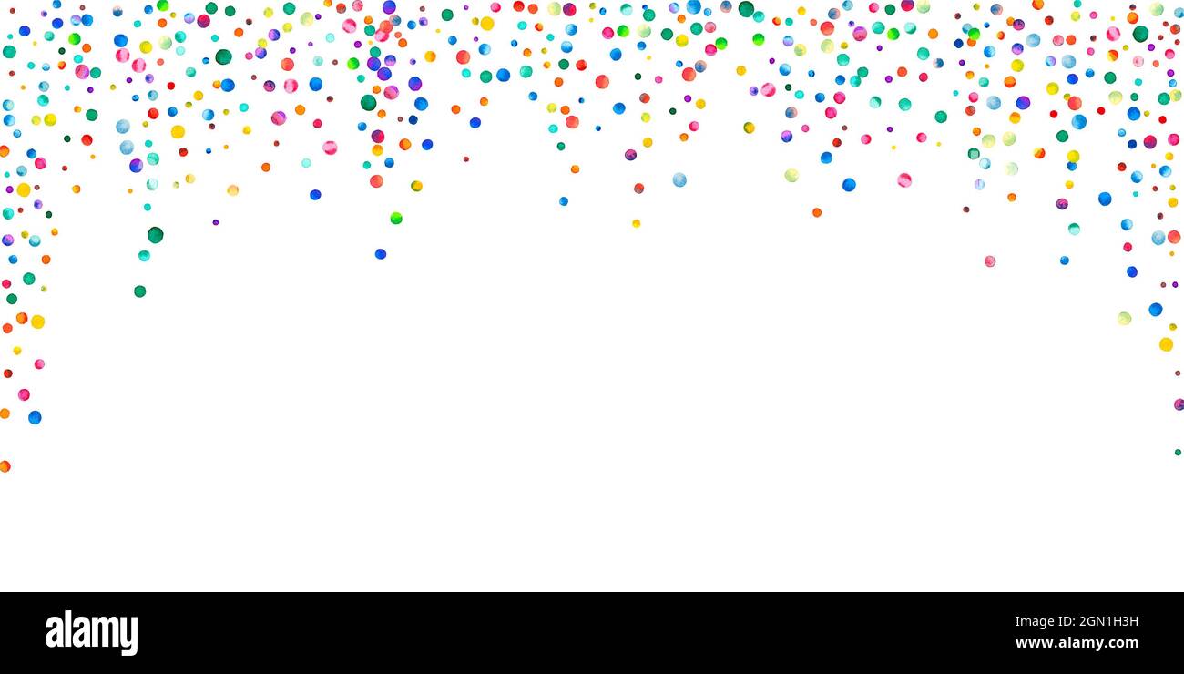 Watercolor confetti on white background. Adorable rainbow colored dots ...