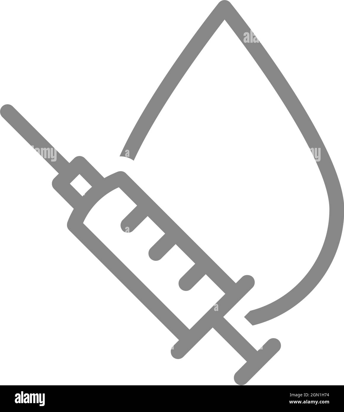 Medical syringe with drop line icon. Vaccination, vaccine, immunization ...