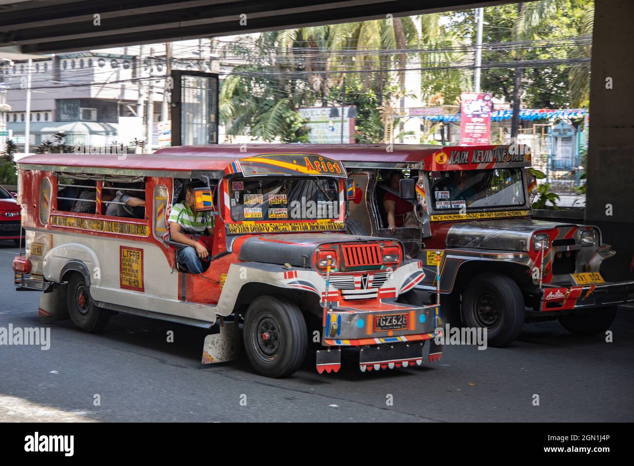 Traditional Filipino Jeepney Bus in downtown, Manila, National Capital ...