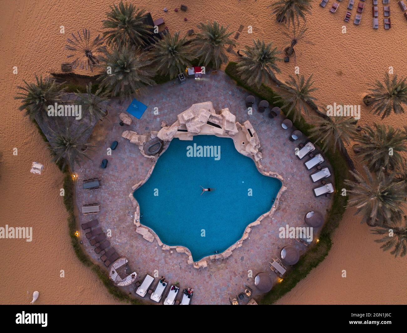 Aerial view of the Oasis swimming pool at the Arabian Nights Village ...