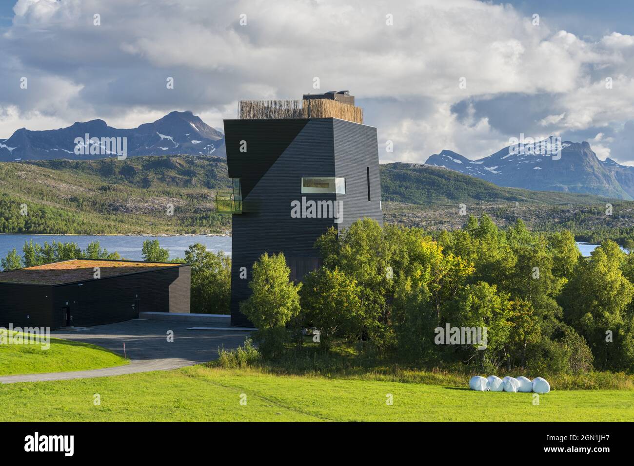 Knut Hamsum center, Oppeide, Hamaroy, Ofoten, Nordland, Norway Stock ...