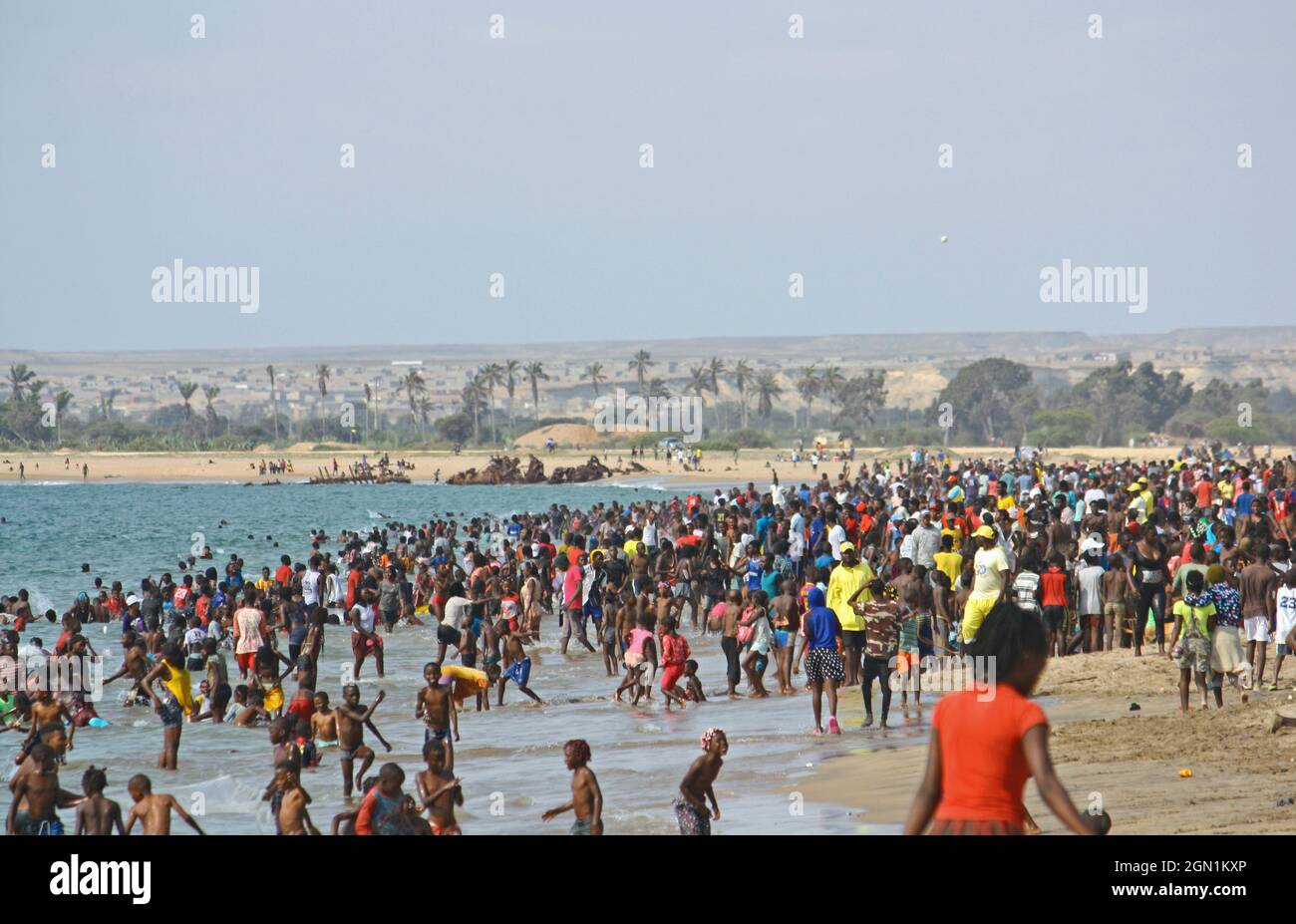 Angola; southern part of Namibe Province; popular beach in Namibe town ...
