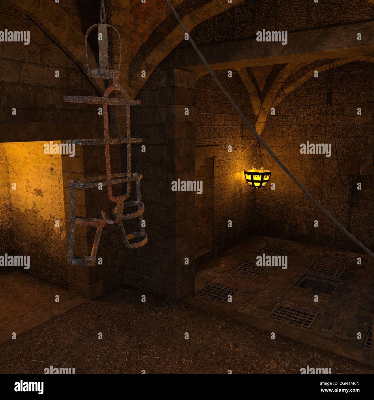 3d-illustration of an dungeon jail for background usage Stock Photo - Alamy