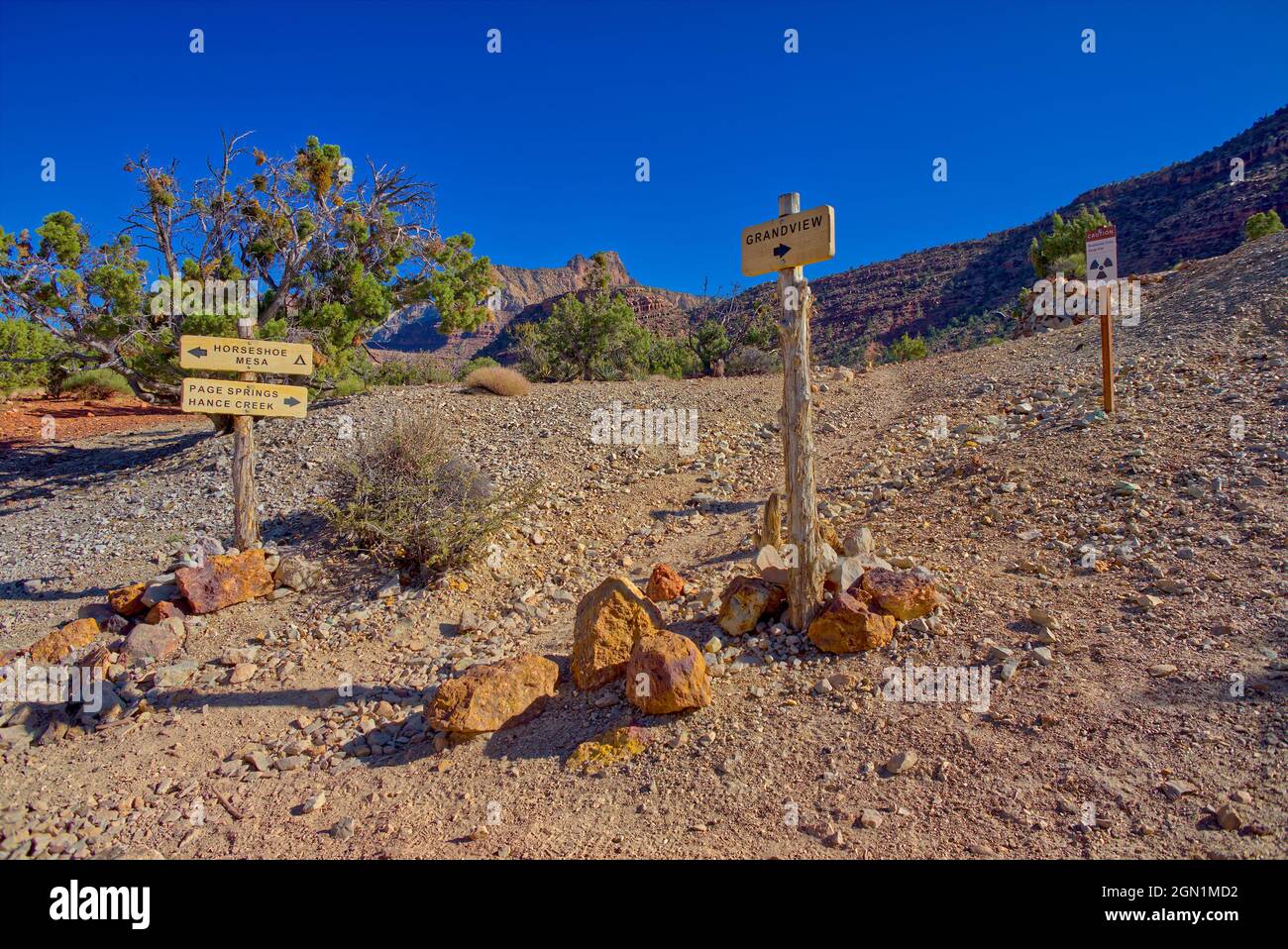 An intersection along Grandview Trail in the Grand Canyon Arizona where ...