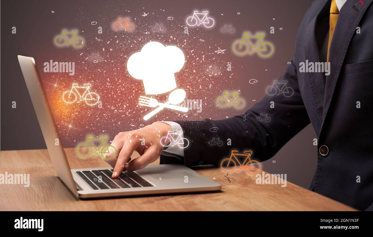 Hand searching for recipes on the internet Stock Photo - Alamy