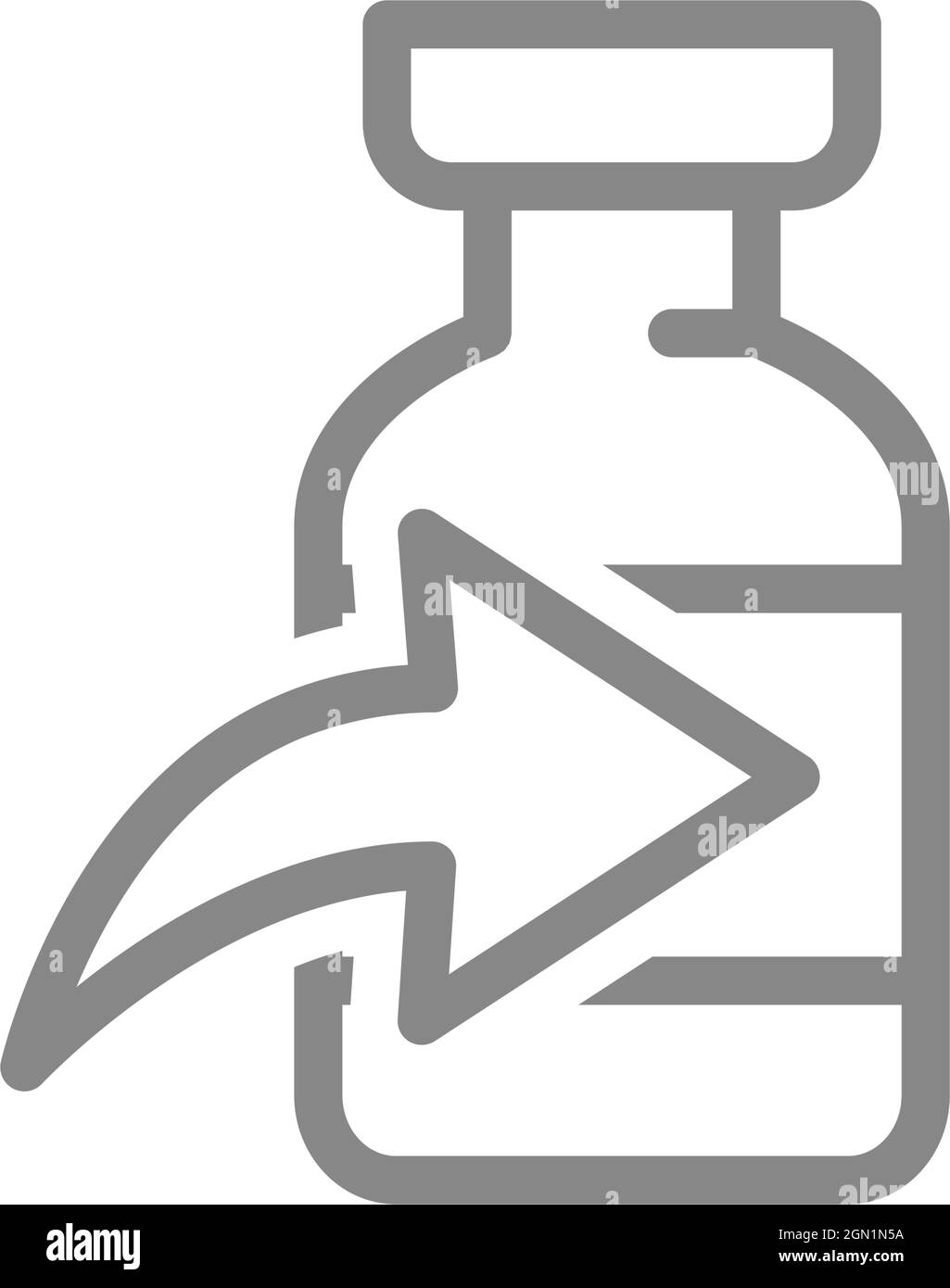 Medical ampoule and arrow line icon. Vaccine, collective immunity ...