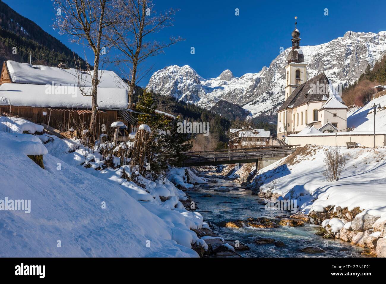 Parish Church of St. Sebastian in Ramsau, Upper Bavaria, Bavaria ...