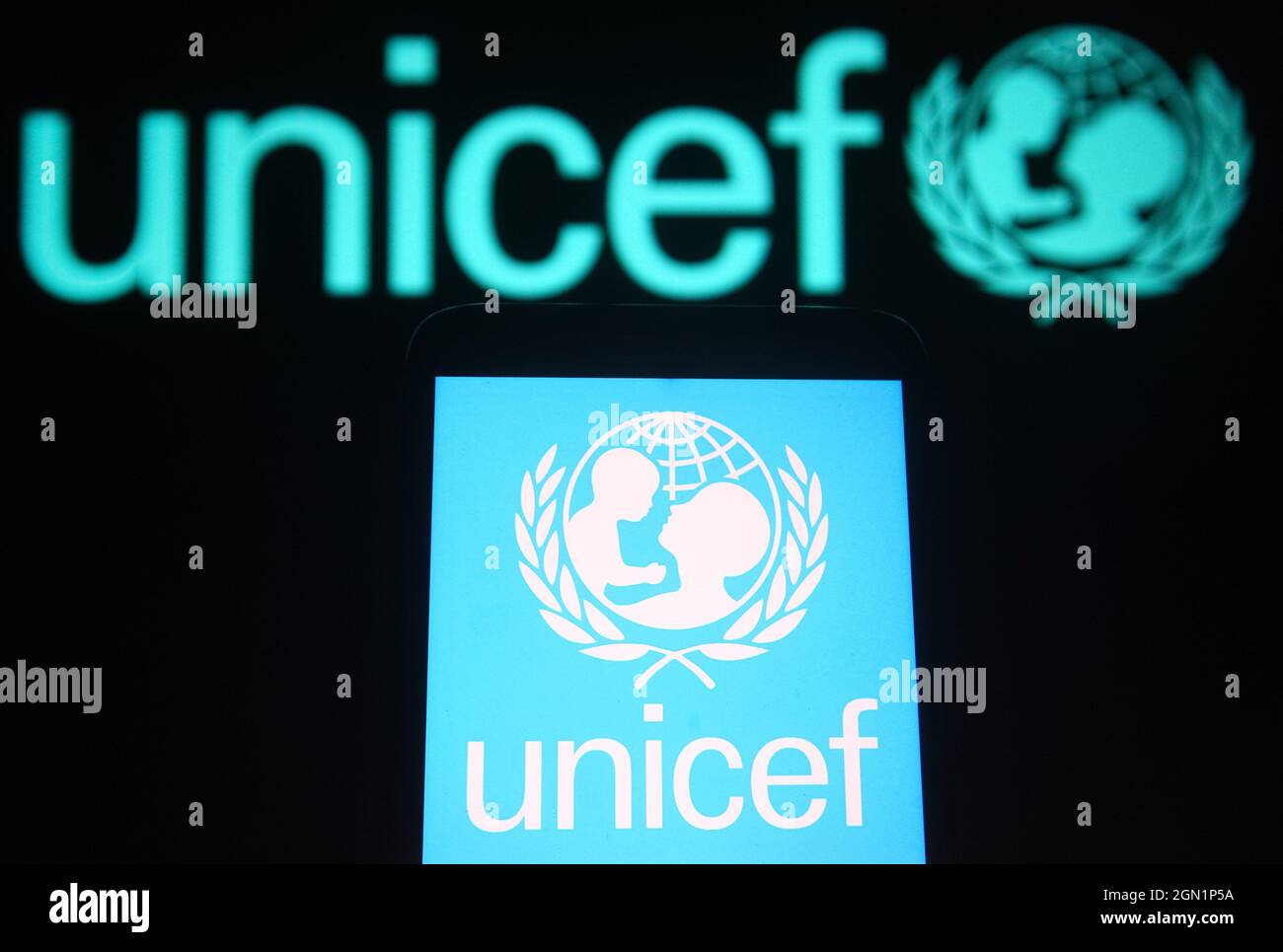 In this photo illustration the UNICEF (United Nations Children's Fund ...