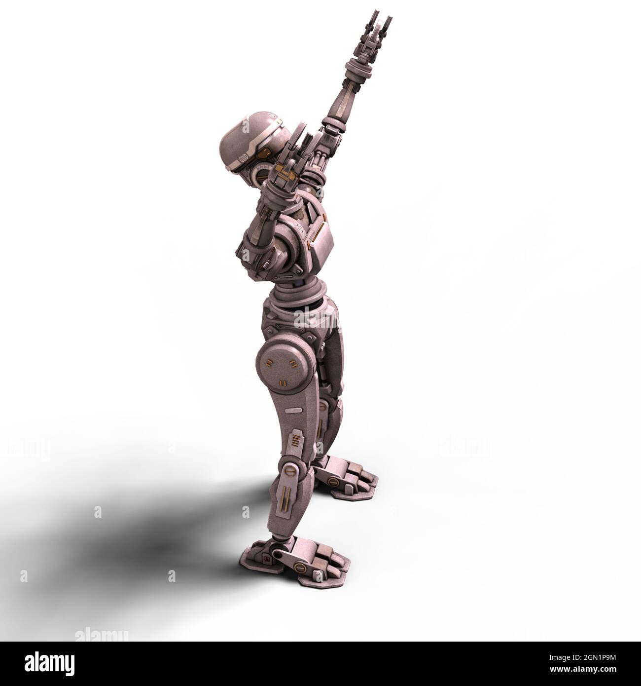 3D-illustration of giant sci-fi robot over white Stock Photo - Alamy