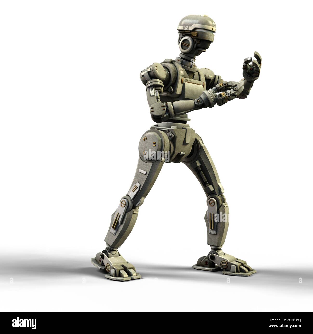 3D-illustration of giant sci-fi robot over white Stock Photo - Alamy