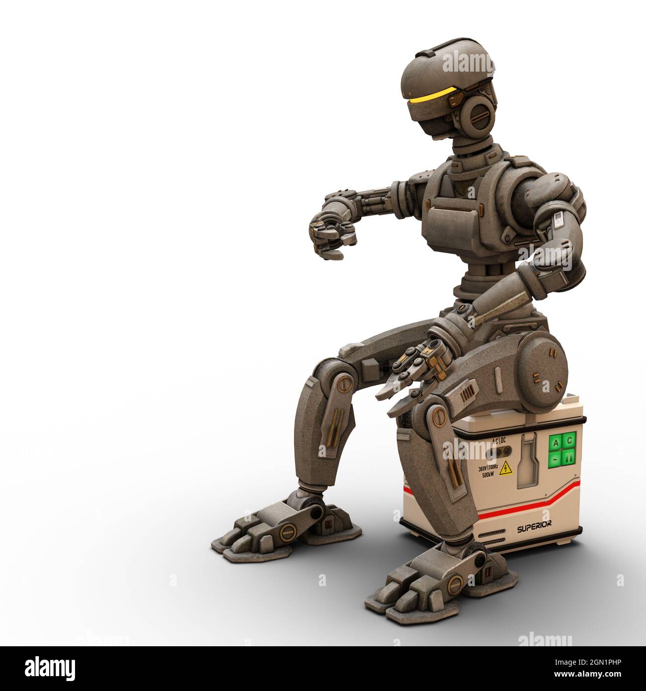 3D-illustration of giant sci-fi robot over white Stock Photo - Alamy