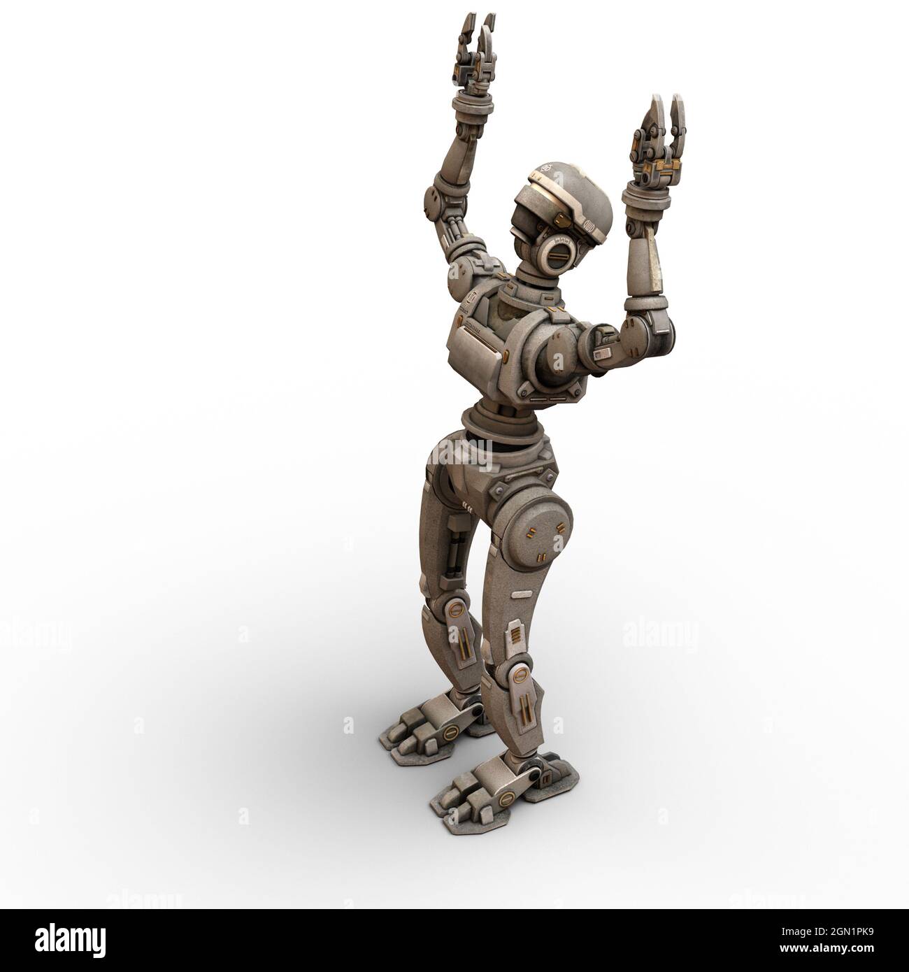 3D-illustration of giant sci-fi robot over white Stock Photo - Alamy
