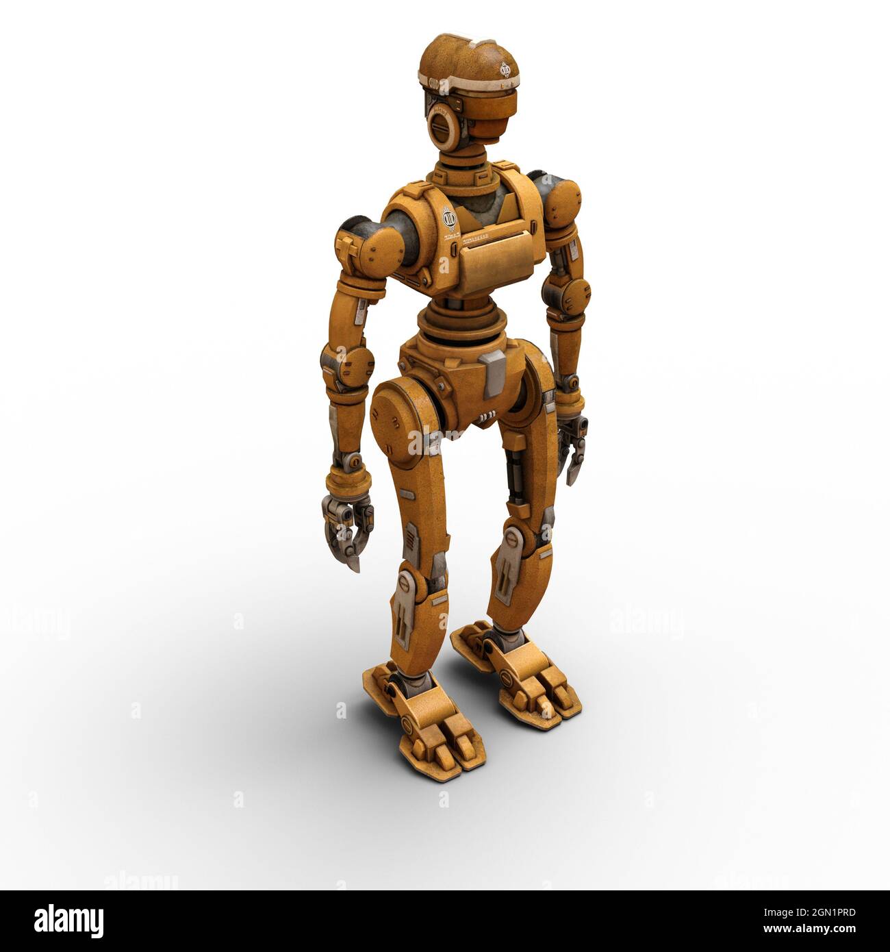 3D-illustration of giant sci-fi robot over white Stock Photo - Alamy