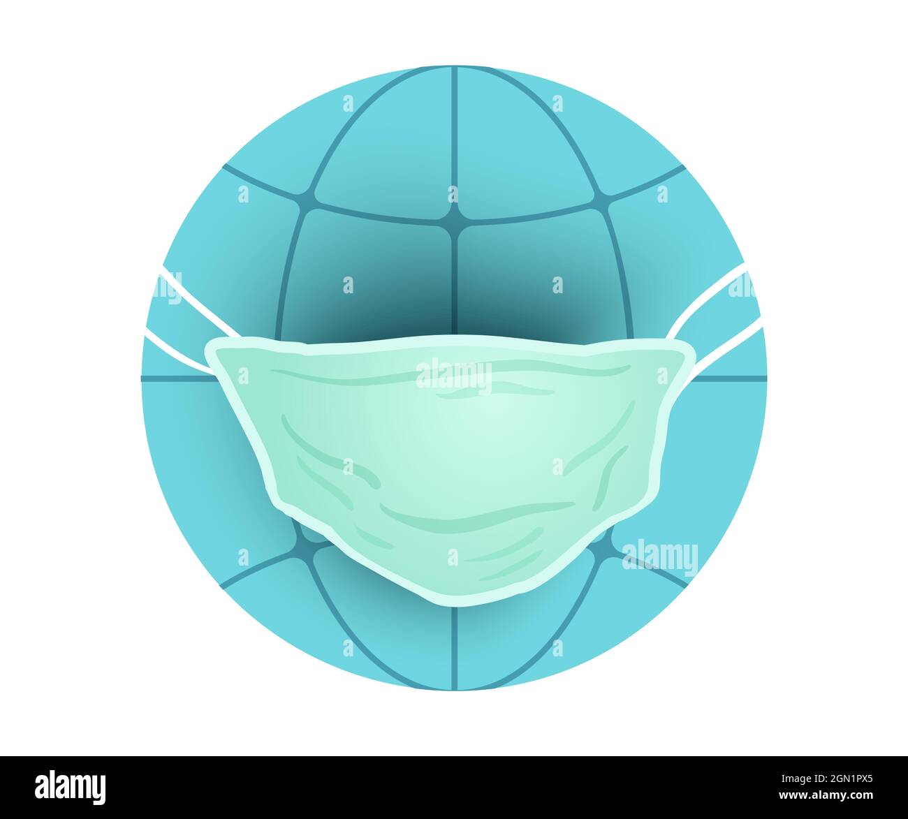 Vector illustration of Earth planet with medical mask for Earth day ...