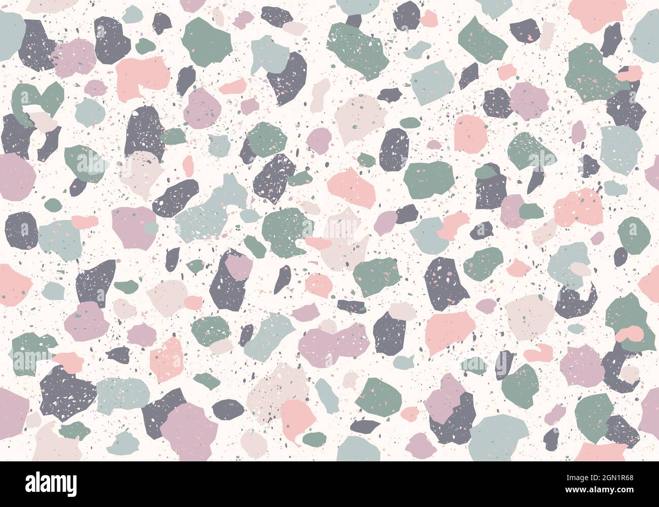 Vintage vector seamless terrazzo pattern in retro style. Retro colorful ...
