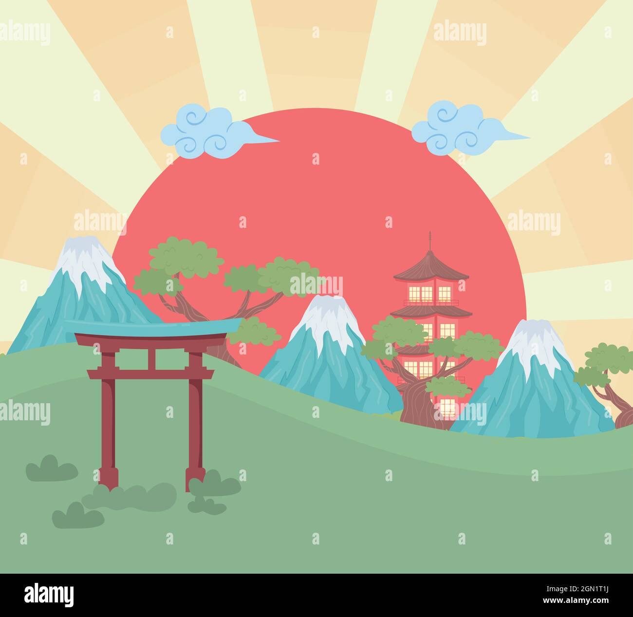 Japan outdoor scenery Stock Vector Images - Alamy