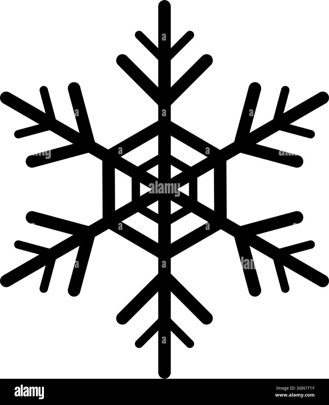 Simple snowflake of black lines. Festive decoration for New Year and ...