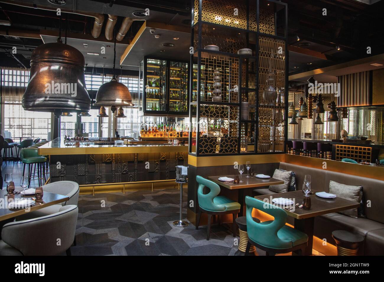 Stylish interior of Tamba Restaurant, Abu Dhabi, Abu Dhabi, United Arab ...