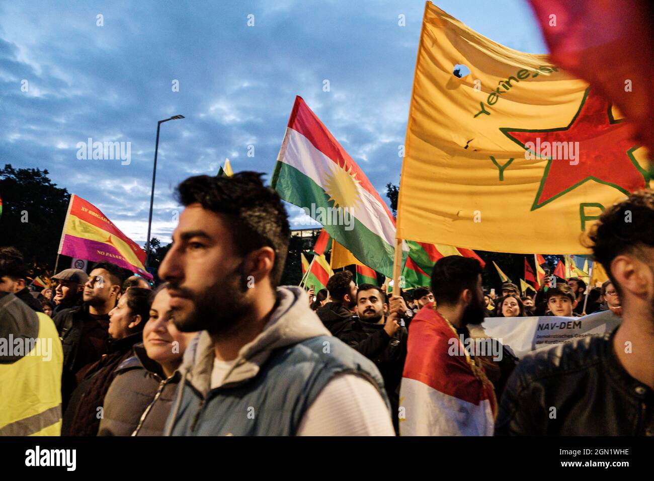 BERLIN, GERMANY - Oct 01, 2019: The Kurdish people living in Germany on ...