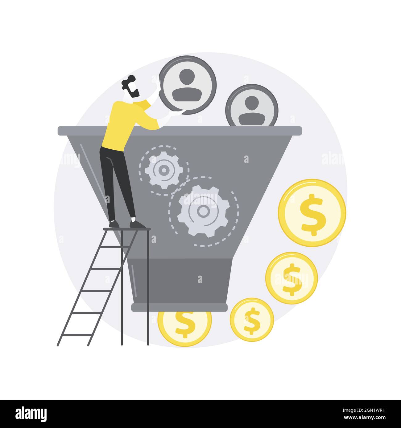 Sales funnel management abstract concept vector illustration Stock ...