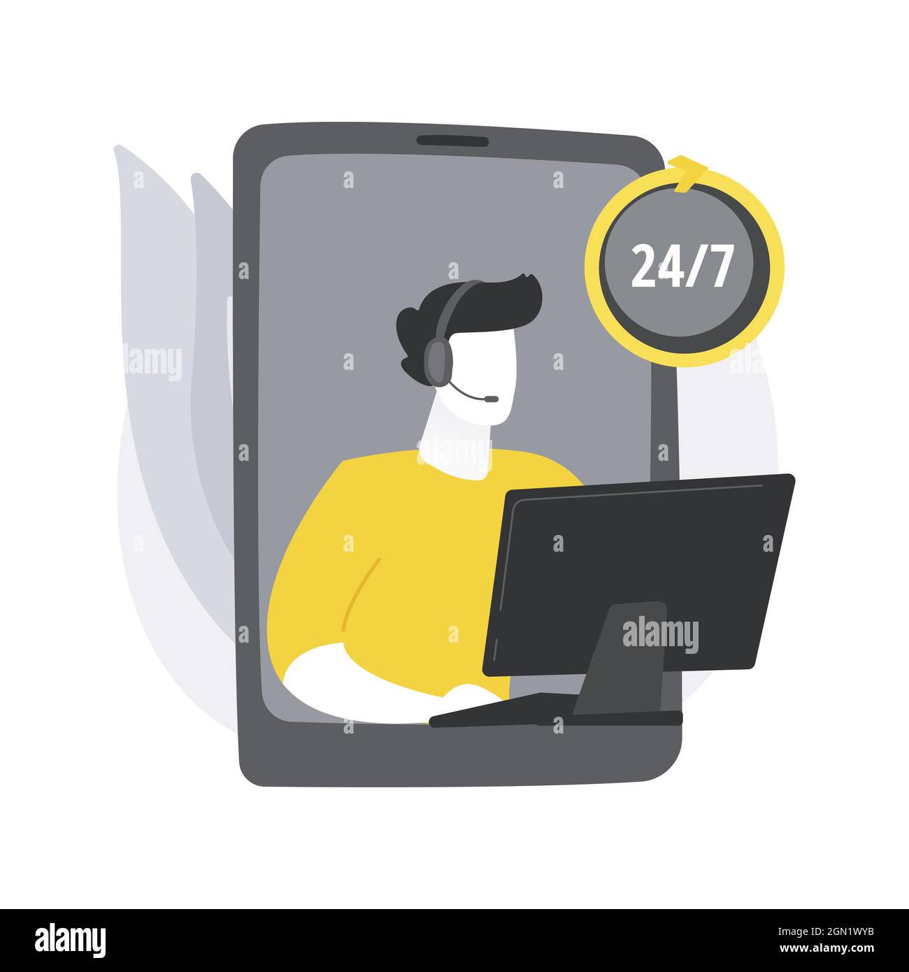 24 for 7 service abstract concept vector illustration Stock Vector ...