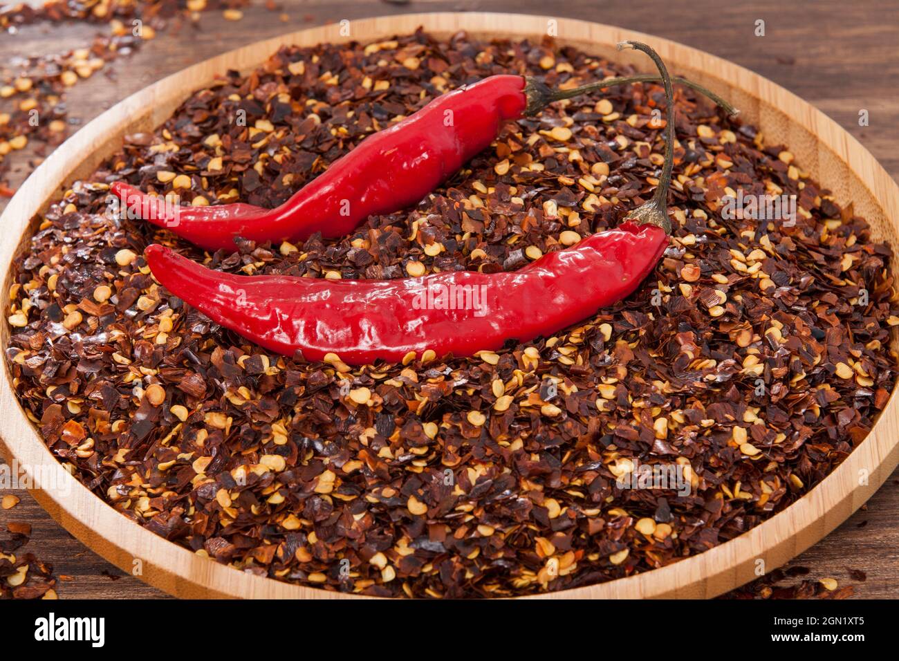 Crushed red cayenne pepper, dried chili and seeds Stock Photo - Alamy