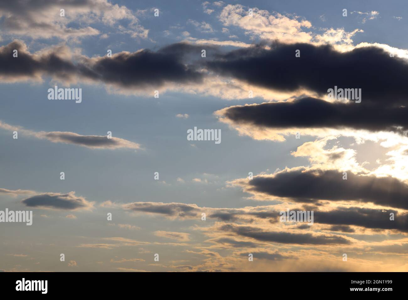 Evening sky with lilac clouds and a sunset Dramatic sky Stock Photo - Alamy