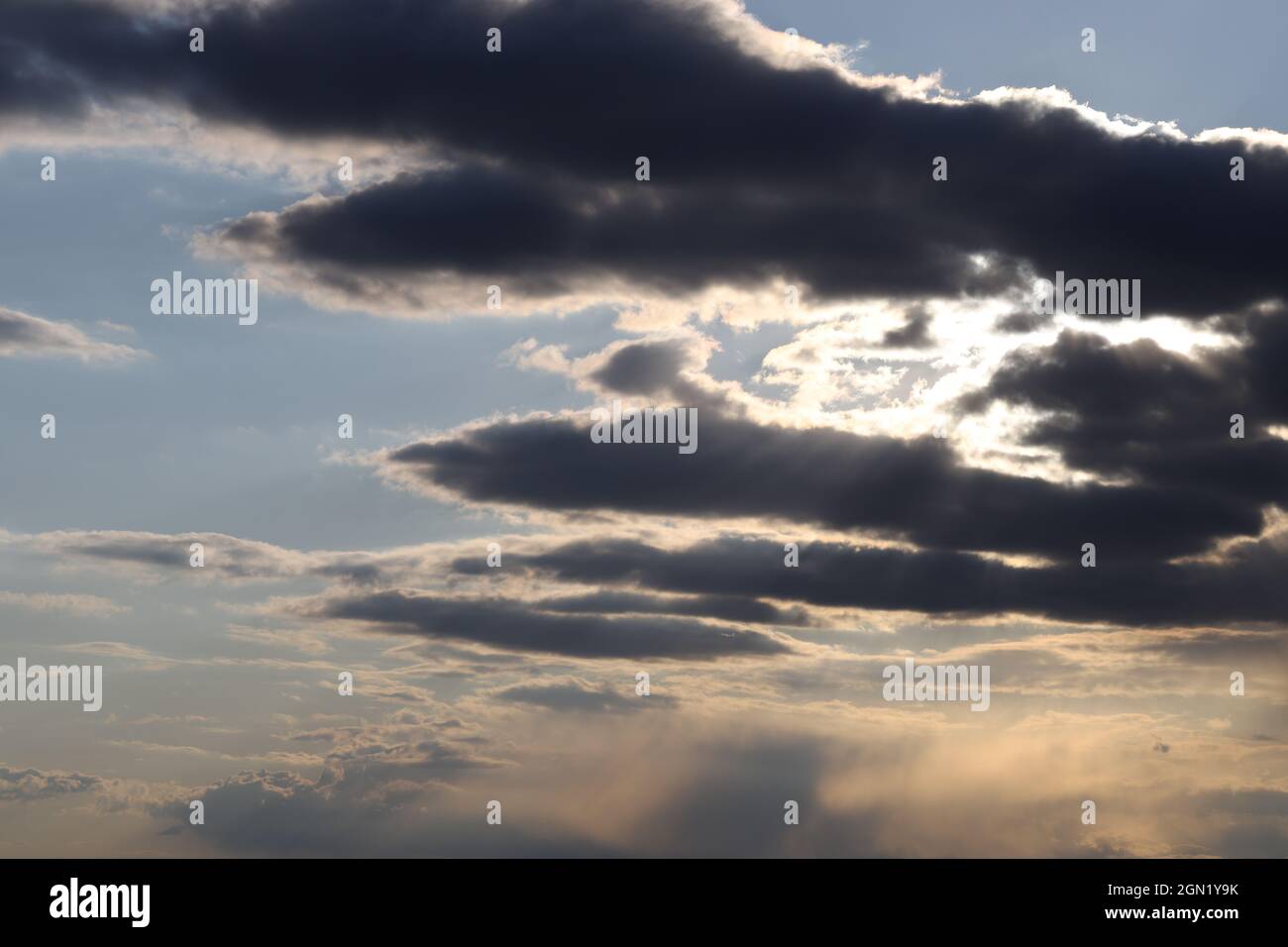 Evening sky with lilac clouds and a sunset Dramatic sky Stock Photo - Alamy