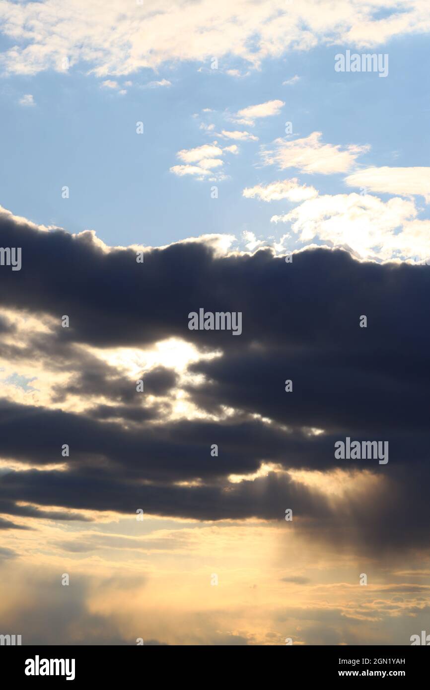 Evening sky with lilac clouds and a sunset Dramatic sky Stock Photo - Alamy