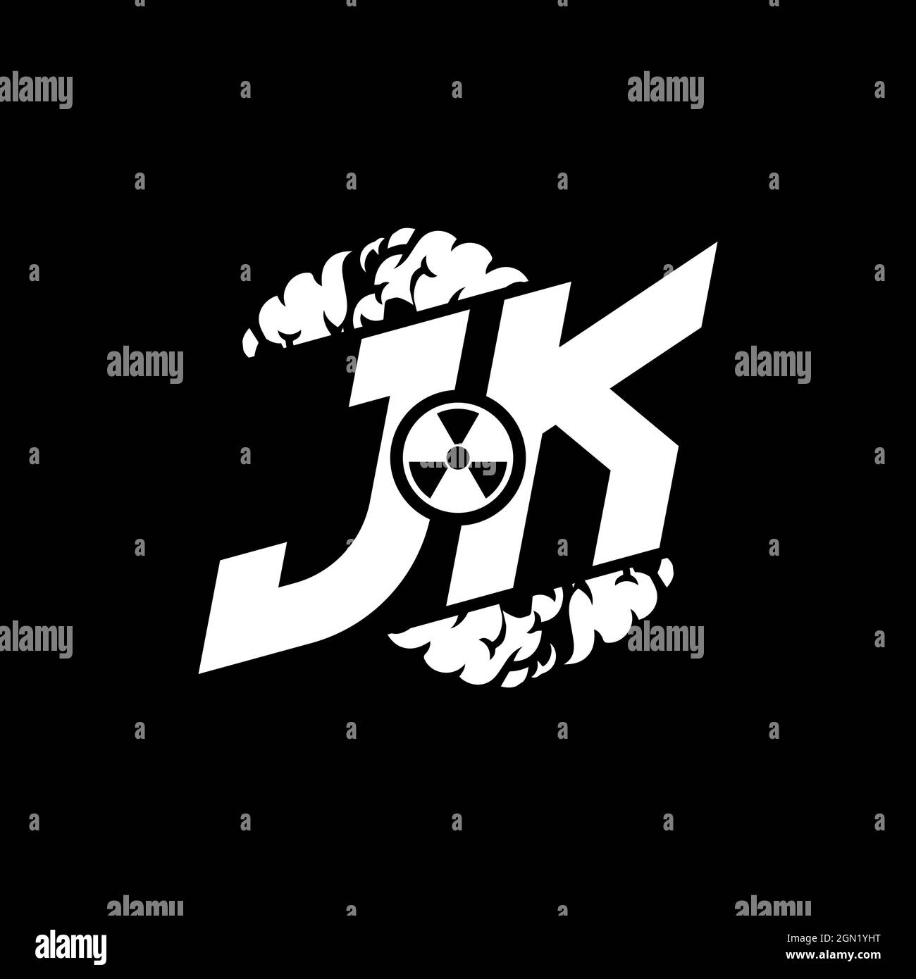 JK Initial ESport Monogram with Shape and Smoke Style template vector ...