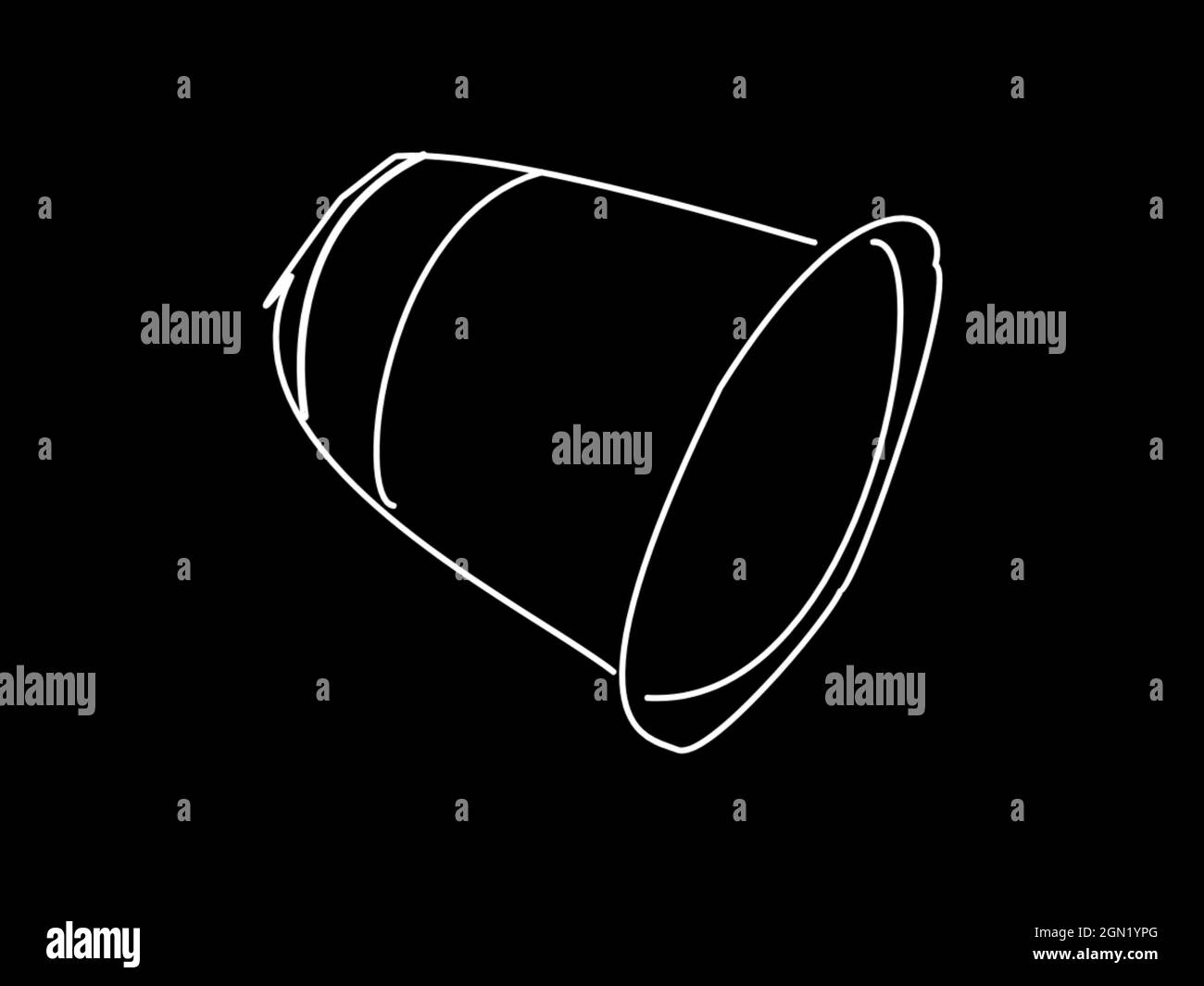 Illustration of the outline of a steel container isolated on a black ...