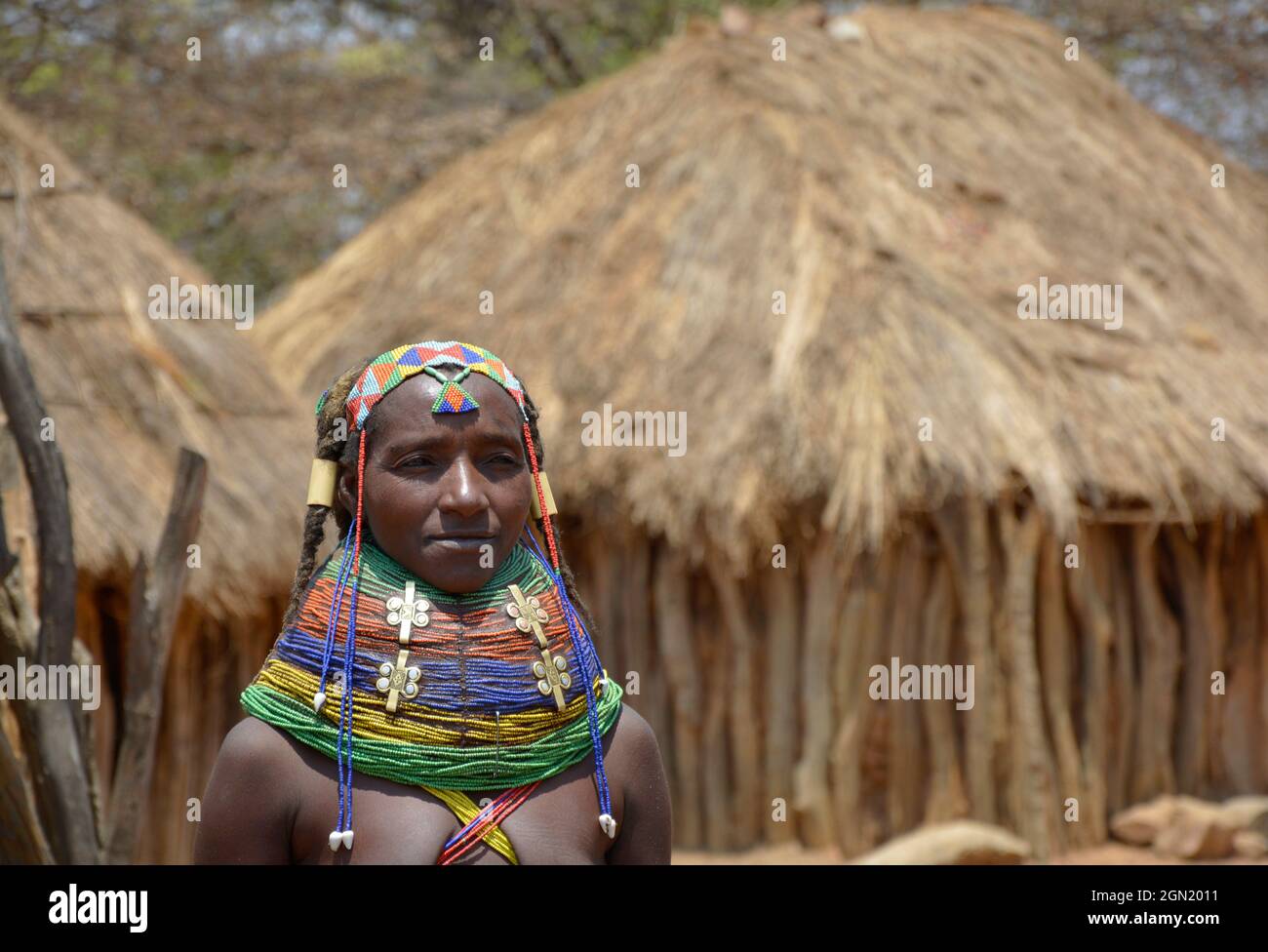 Angola; Huila Province; small village near Chibia; Muhila woman with ...