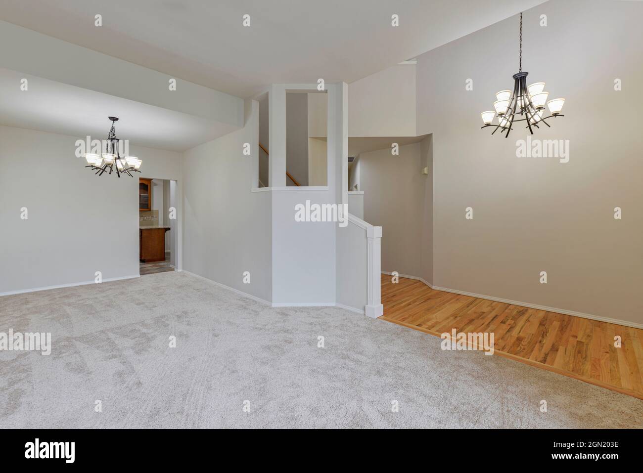 Modern residential empty living room and dining room interior Stock ...