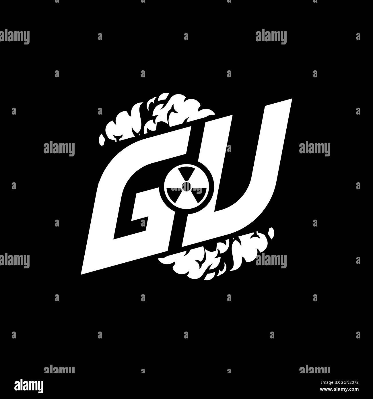 GU Initial ESport Monogram with Shape and Smoke Style template vector ...