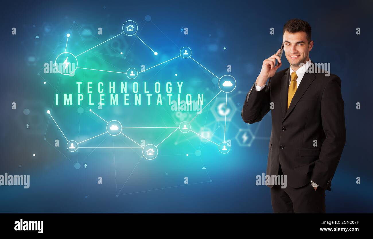 Businessman thinking about technology concept Stock Photo - Alamy