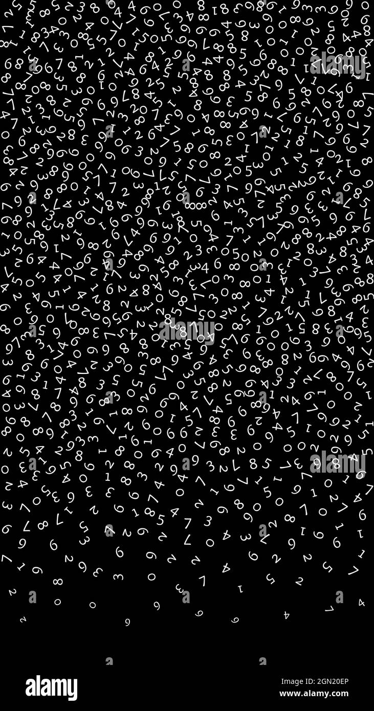 Falling numbers, big data concept. Binary white random flying digits ...