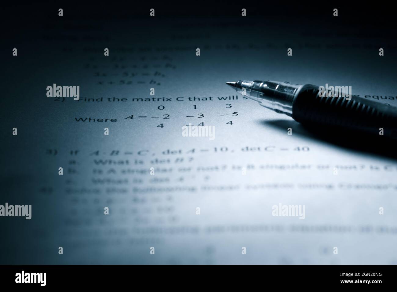 Closeup of a pen on a math test paper Stock Photo - Alamy