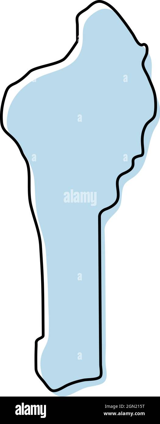 Stylized Simple Outline Map Of Benin Icon Blue Sketch Map Of Benin