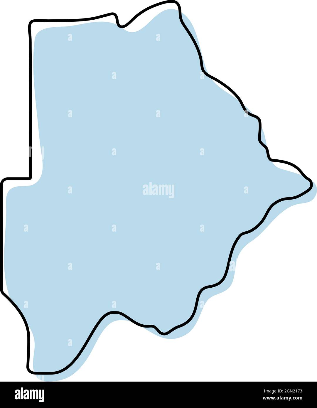 Stylized simple outline map of Botswana icon. Blue sketch map of ...