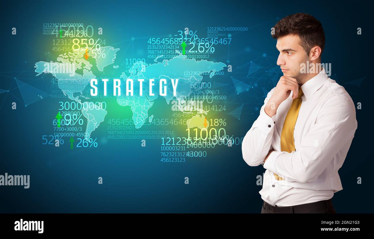 Businessman thinking about market concept Stock Photo - Alamy