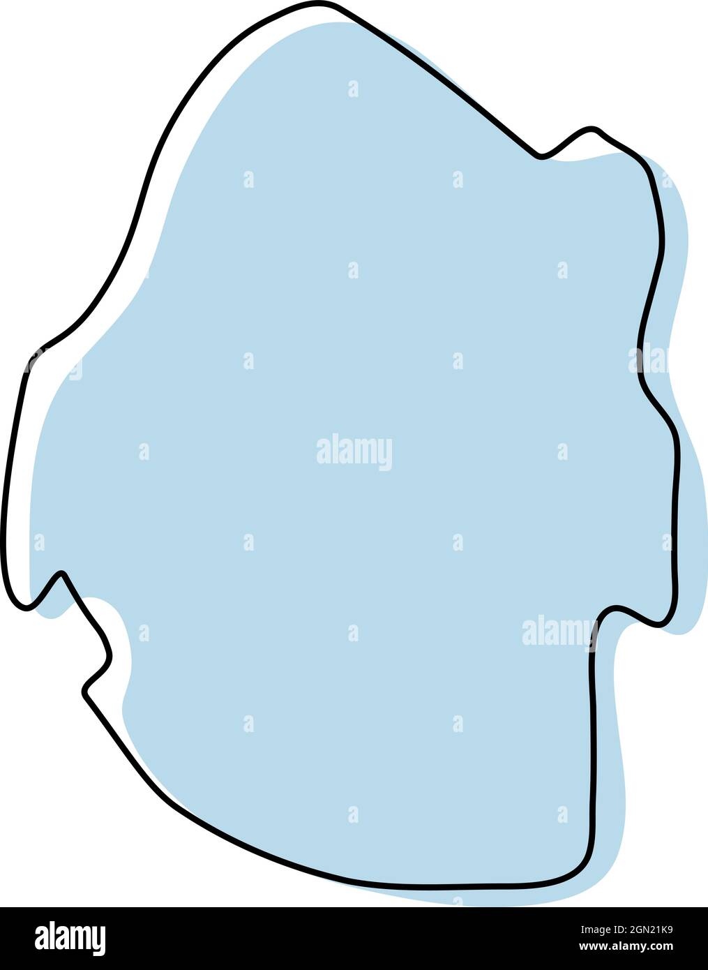 Stylized simple outline map of Swaziland icon. Blue sketch map of ...